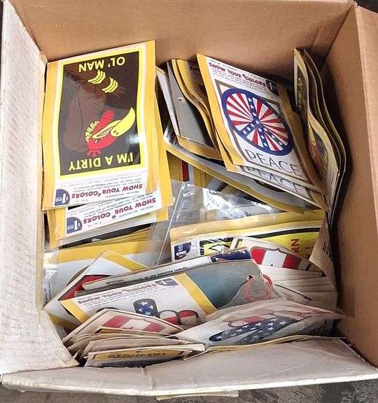 (D) Vintage Stickers. Stickers range from 3.5"x2.5"- 4.5"x6" - Kraft ...