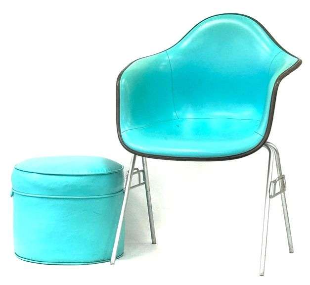 Herman Miller Padded Arm Shell Chair with Foot Rest - Kraft Auction ...