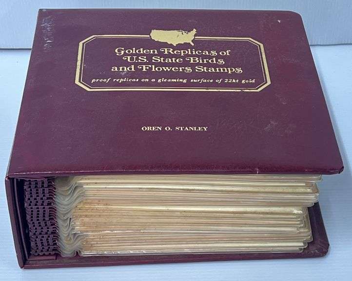 (O) Golden Replicas of U.S. State Birds and Flowers Stamps, 22 Karat ...