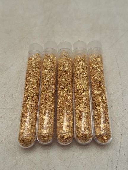 (II) 5 Viles of Gold Flakes. (3.5" Vile) - Kraft Auction Service, LLC