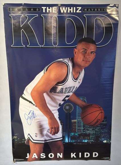 (J) Autograph Jason Kidd on Basketball Poster - Kraft Auction Service, LLC