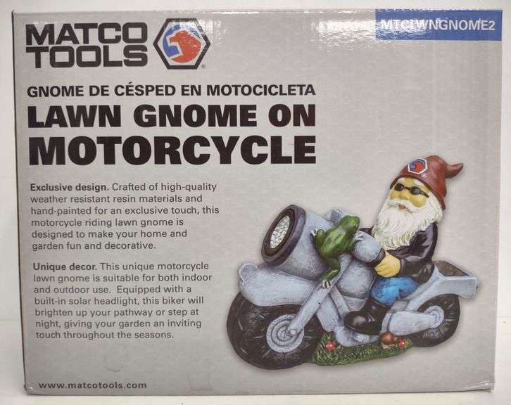 Matco Tools Resin Lawn Gnome On Motorcycle (9"×4"×7") - Kraft Auction ...