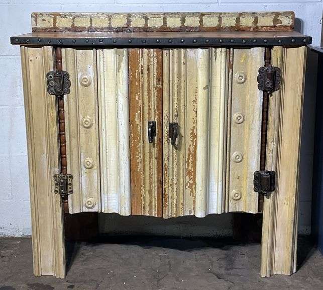 (D) Lovell & Whyte Abstract Art Cabinet 39 1/2” x 16” x 36 1/2” - Kraft ...