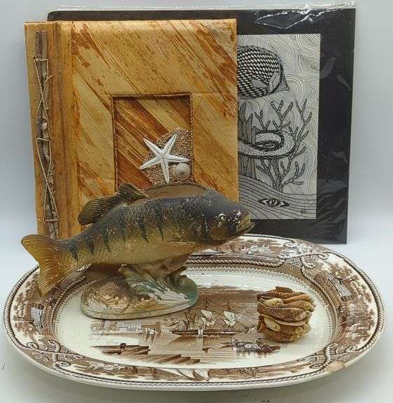 (D) Fish Decor. Dizzy Art, Sea Shell Scrap Book, GLA & Bros . Platter ...
