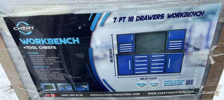 (BF) Chery 7’ 18 Drawer Workbench - Kraft Auction Service, LLC