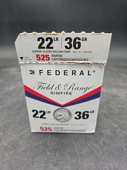 (Q) Federal Field & Range Rimfire, 22LR 36GR, 525 Cartridges - Kraft ...