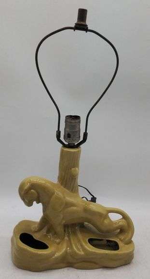 (D) Vintage Mid-Century Lime Green Leopard Ceramic Lamp 19.5 " Tall ...