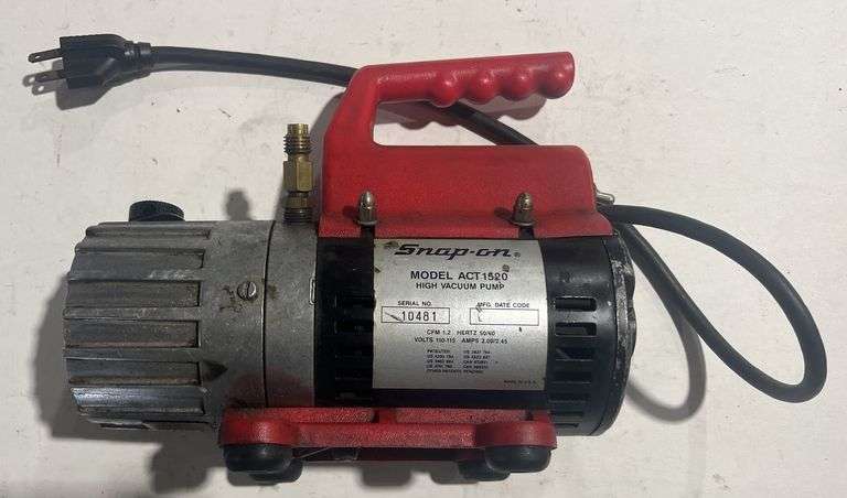 Snap-On High Vacuum Pump - Kraft Auction Service, LLC