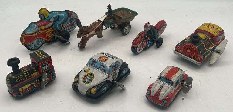 (N) Vintage Mini Litho Toys Includes Train Engines, Wind-up Cars ...