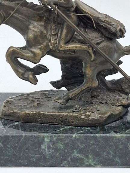 (W) "The Cheyenne" by Frederic Remington miniature bronze statue ...