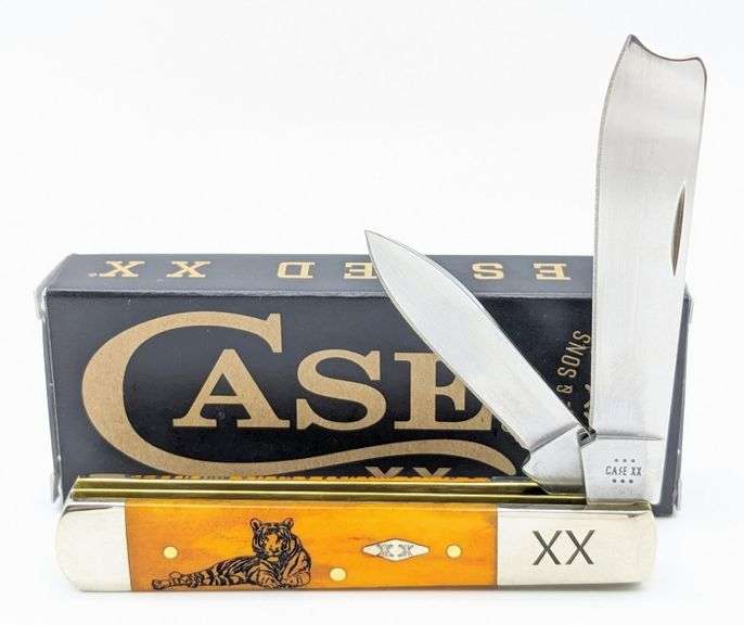2024 Case XX Persimmon Orange Tiger Razor Knife w/ Box - Kraft Auction ...