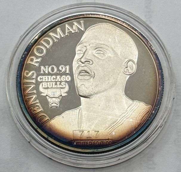 (J) 1 oz Silver Dennis Rodman Chicago Bulls Coin - Kraft Auction ...