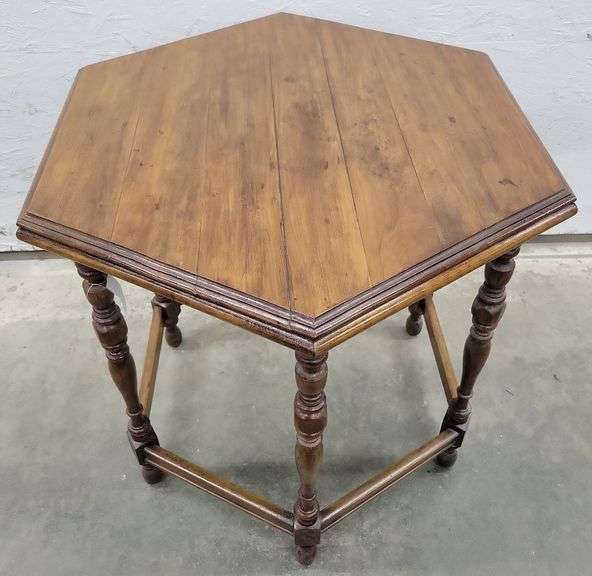 (X) Octagonal Wood Side Table - Kraft Auction Service, LLC
