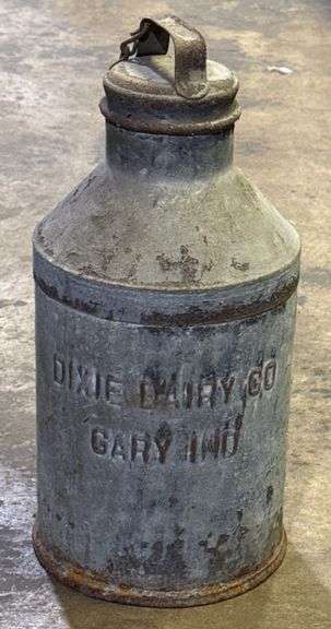 (P) Dixie Dairy Co Milk Jug Can with Lid Gary Indiana the lid is on ...