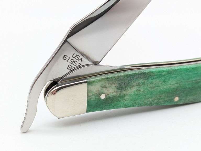 2000 Case XX Green Appaloosa Bone Russlock Knife w/ Box - Kraft Auction ...