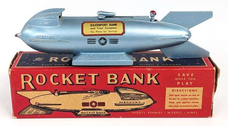 Mechanical Rocket Bank w/ Original Box - Kraft Auction Service, LLC