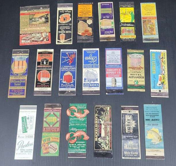 (AD) Vintage Cardboard Match Covers - Kraft Auction Service, LLC