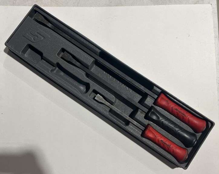 Snap-On Red 4 Piece Hard Grip Pry Bar Set - Kraft Auction Service, LLC