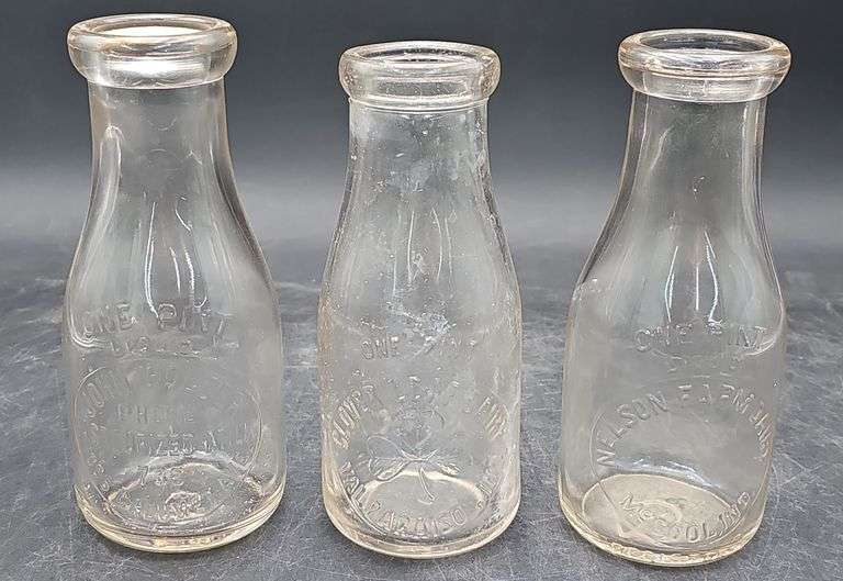 (E) 3 Vintage Dairy Bottles. John Holzer of Calumet Ave.. Nelson’s ...