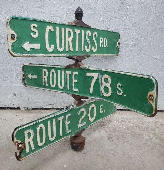 (AI) Intersection Street Sign S Curtiss Rd, Route 78, and Route 20 ...