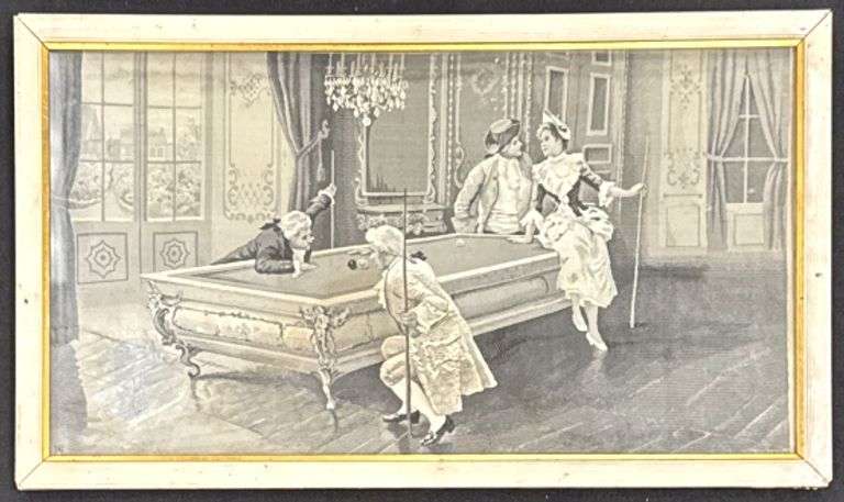 1890's Woven Silk 18th Century Billiards Game "The - Kraft Auction ...