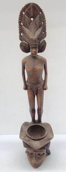 (N) Primitive Idle Hand Carved Wooden Indigenous Statue - Kraft Auction ...