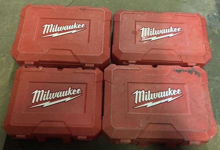 (KL) 4 Empty Milwaukee Power Tool Cases Except 1 With a 1/2” Driver Drill model. B28ADO92706499 ...
