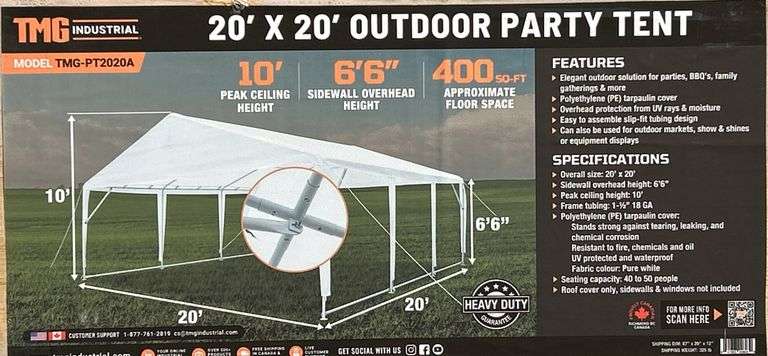 (Y) TMG 20’x20’ Outdoor Party Tent - Kraft Auction Service, LLC