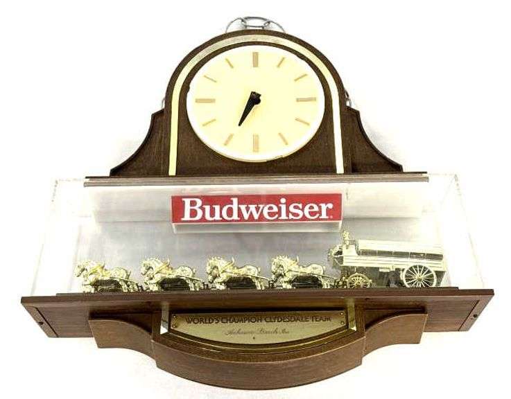 Vtg. Budweiser Clydesdale Team Advertisement Clock - Kraft Auction ...