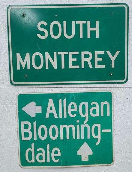 (AI) Two Metal Road Signs Includes South Monterey And Allegan Left ...