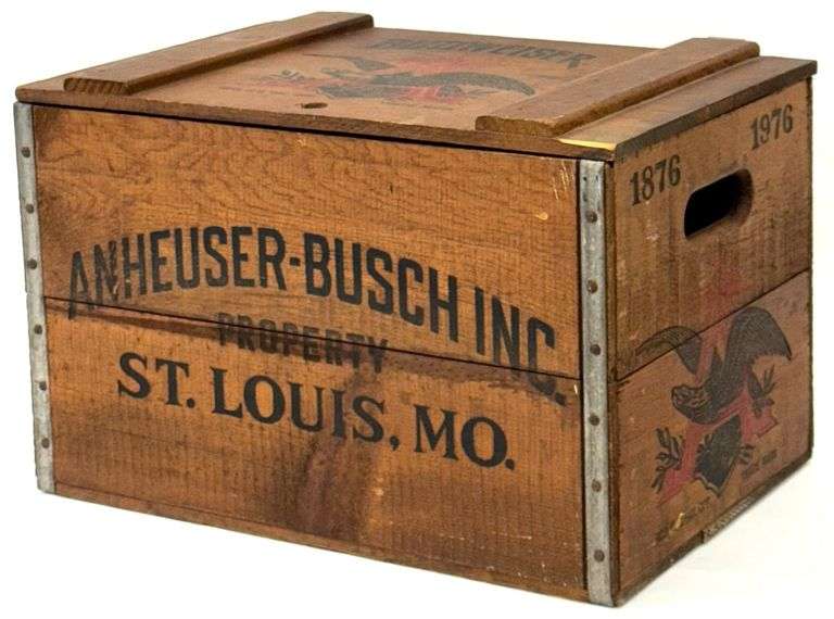 Budweiser Wooden Crate Box Centennial 1876-1976 Anheuser Busch Inc ...