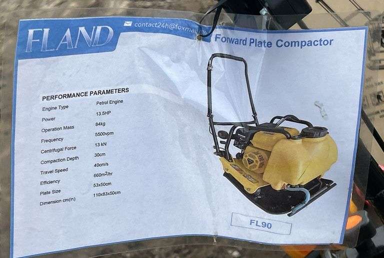 (BV) NEW Fland FL90 Forward Plate Compactor - Kraft Auction Service, LLC