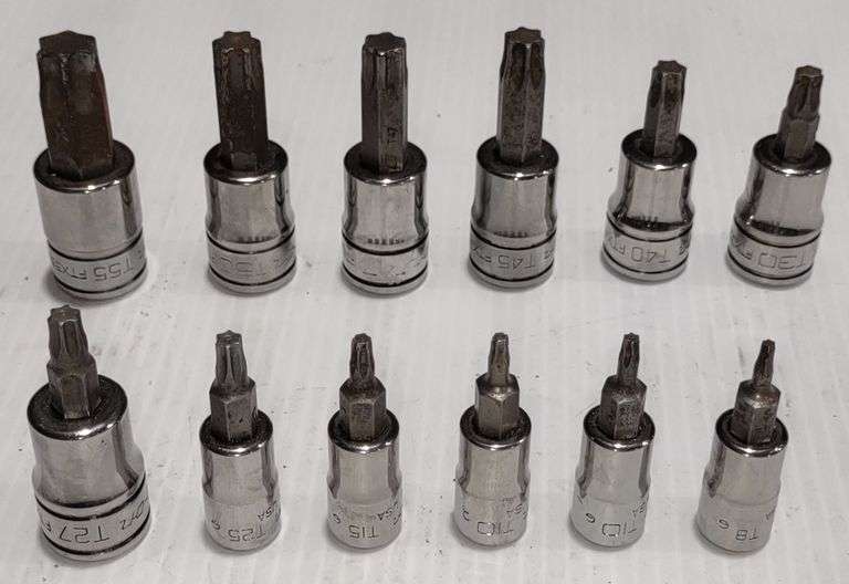 Snap-On 12pc 3/8" Drive Standard Torc Bit Chrome Socket Drivers (T8 - T55) - Kraft Auction ...