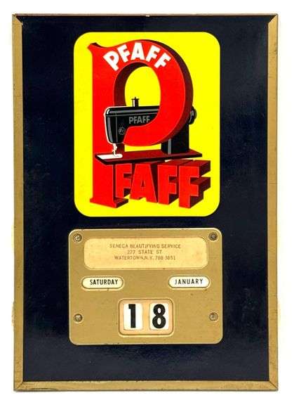 Pfaff Sewing Machines Advertising Tin Calendar Sign - Kraft Auction ...