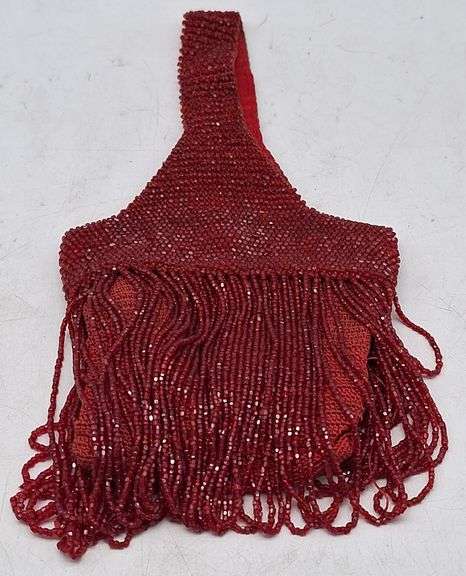 (II) Antique Glass Beaded Purse - Ruby Red - Kraft Auction Service, LLC