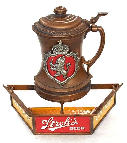 1960's Stroh's Beer Stein Plastic Light-Up Sign - Kraft Auction Service ...
