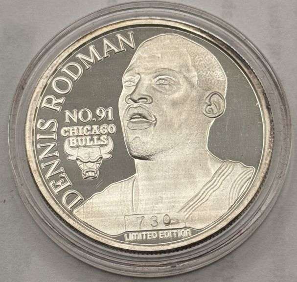 (J) 1 oz Silver Dennis Rodman Chicago Bulls Coin - Kraft Auction ...