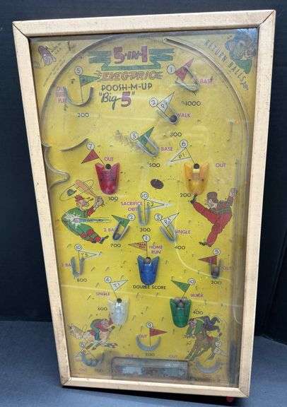 (H) Vintage Pinball 5-in-1 ELECTRIC POOSH-M-UP "Big Five" Game. - Kraft ...