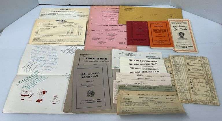 (V) Ephemera Lot Includes, Iron Worker Apprentice Record Book , Safety ...