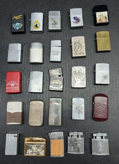 (AR) Lot Of 25 Metal Windproof Pocket Lighters. - Kraft Auction Service ...
