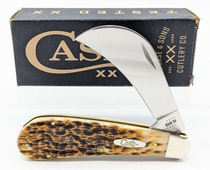 2022 Case XX Amber Bone Barehead Hawkbill Knife - Kraft Auction Service, LLC