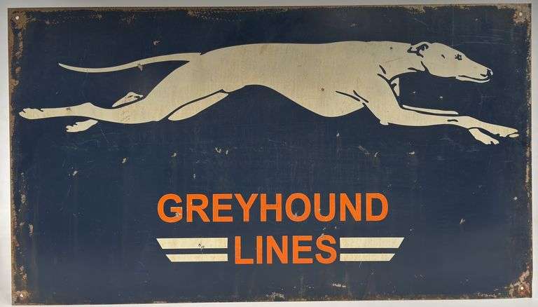 Greyhound Bus Lines Metal Advertising Sign - Kraft Auction Service, LLC