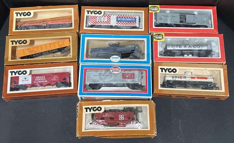 (L) Tyco, Life-Like, And Model Power HO Scale Train Cars, Including, freight Cars, Tanker Cars ...