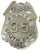 South Bend Police Department School Badge # 35 & Police Pin - Kraft ...