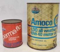 Amoco 10W-40 LDO All Weather Empty Motor Oil Cans & Permaflo Furnace ...