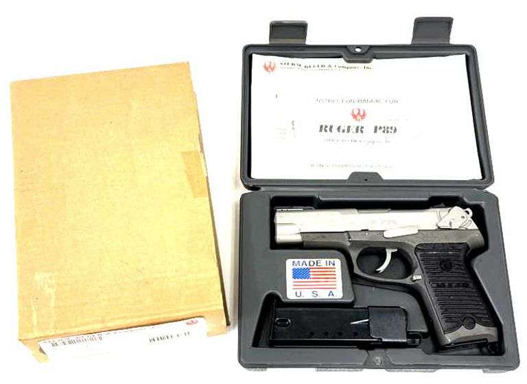 Ruger P89 .9mm Stainless Semi-Auto Pistol in Case - Kraft Auction ...