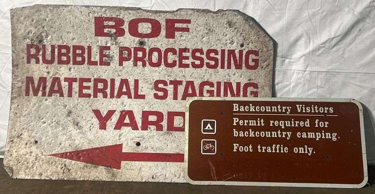 (G) Directional Signs Including Camping Sign , Rubble Processing Sign ...