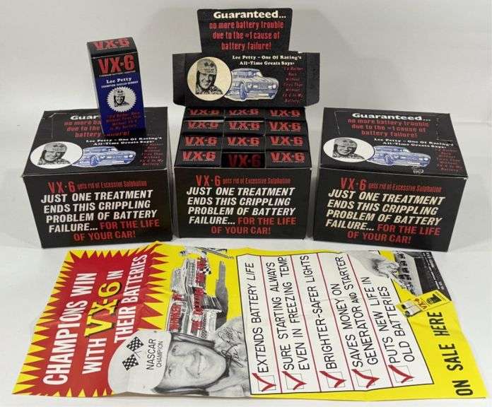 (3) NOS VX-6 Auto Battery Additive Store Displays - Kraft Auction ...