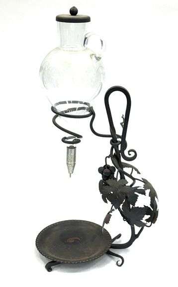 Antique Etched Crystal Wine Aerator and Wrought Irn Stand - Kraft ...