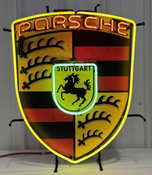 Custom Porsche Shield Neon Sign - Kraft Auction Service, LLC